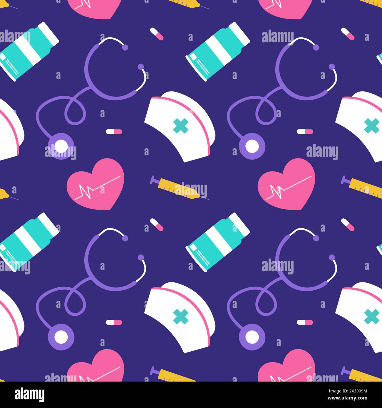 Doctors Day Seamless Pattern Design with Medical Equipment in Template ...