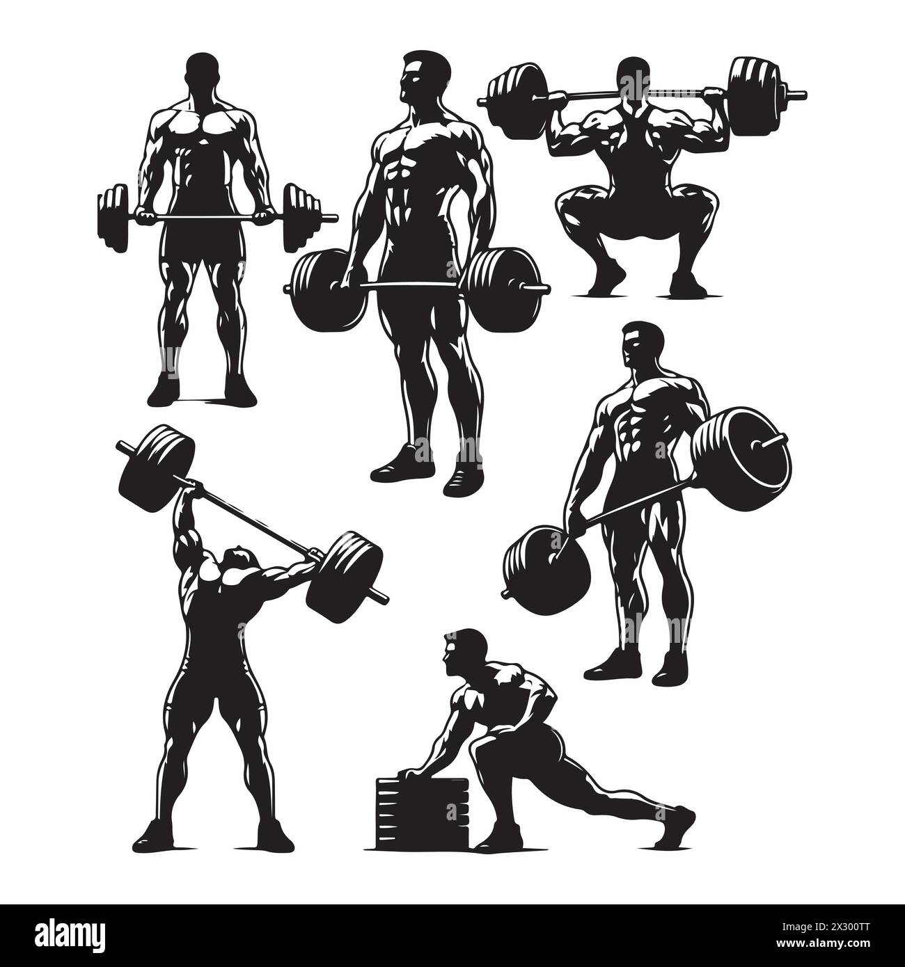 Silhouette set of weightlifter Stock Vector Image & Art - Alamy