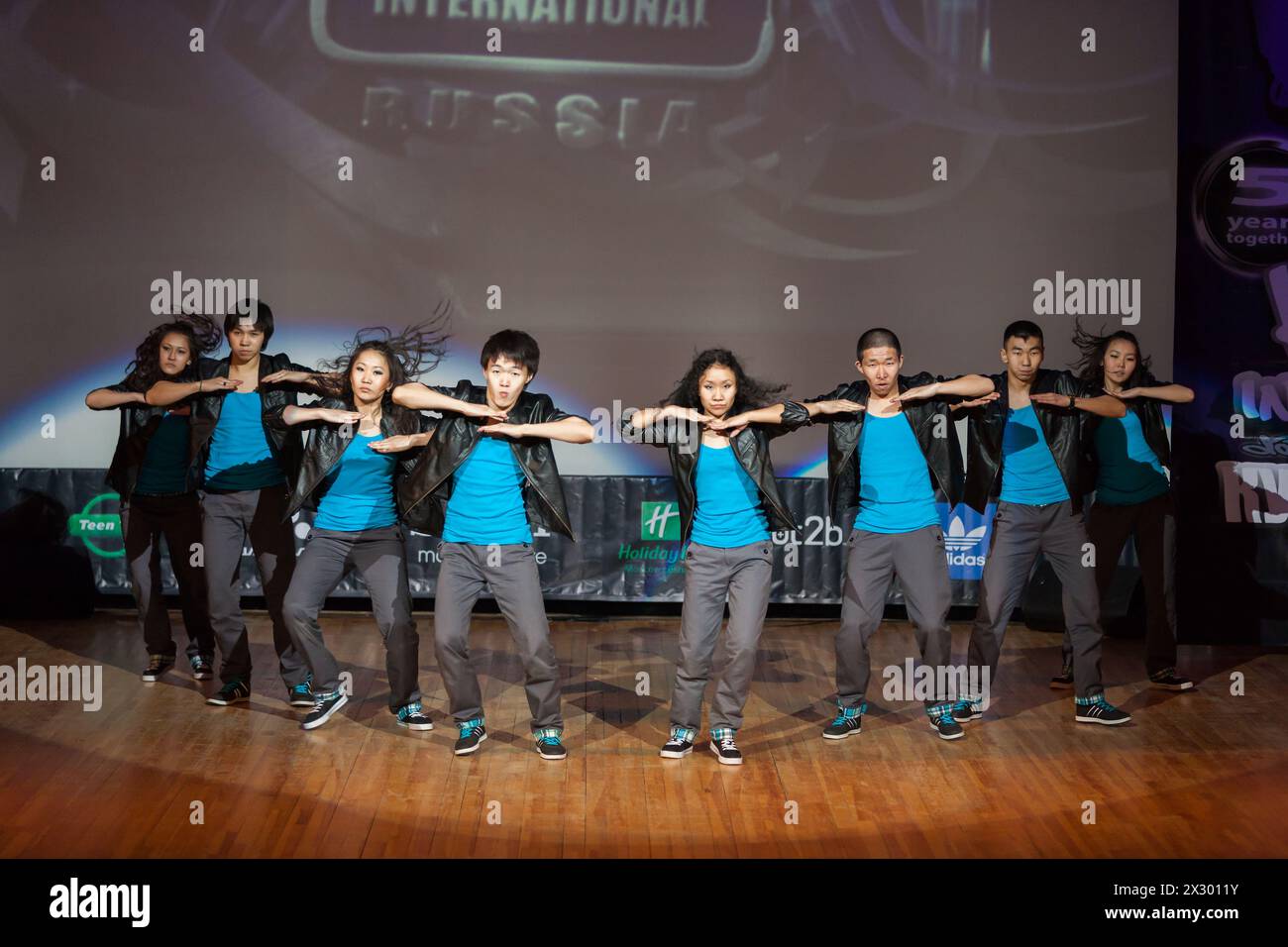 MOSCOW - APR 1: On stage band, called Adrenalin Crew on Hip Hop International - Cup of Russia ...