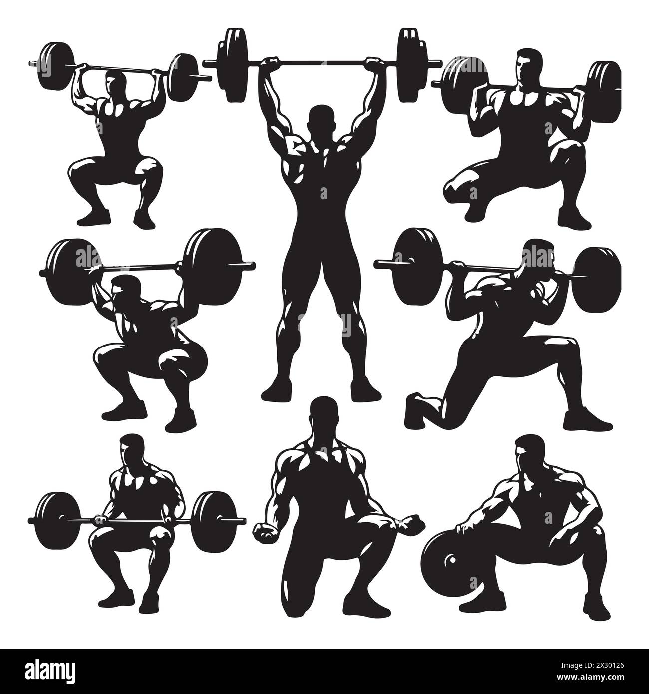 Silhouette set of weightlifter Stock Vector Image & Art - Alamy