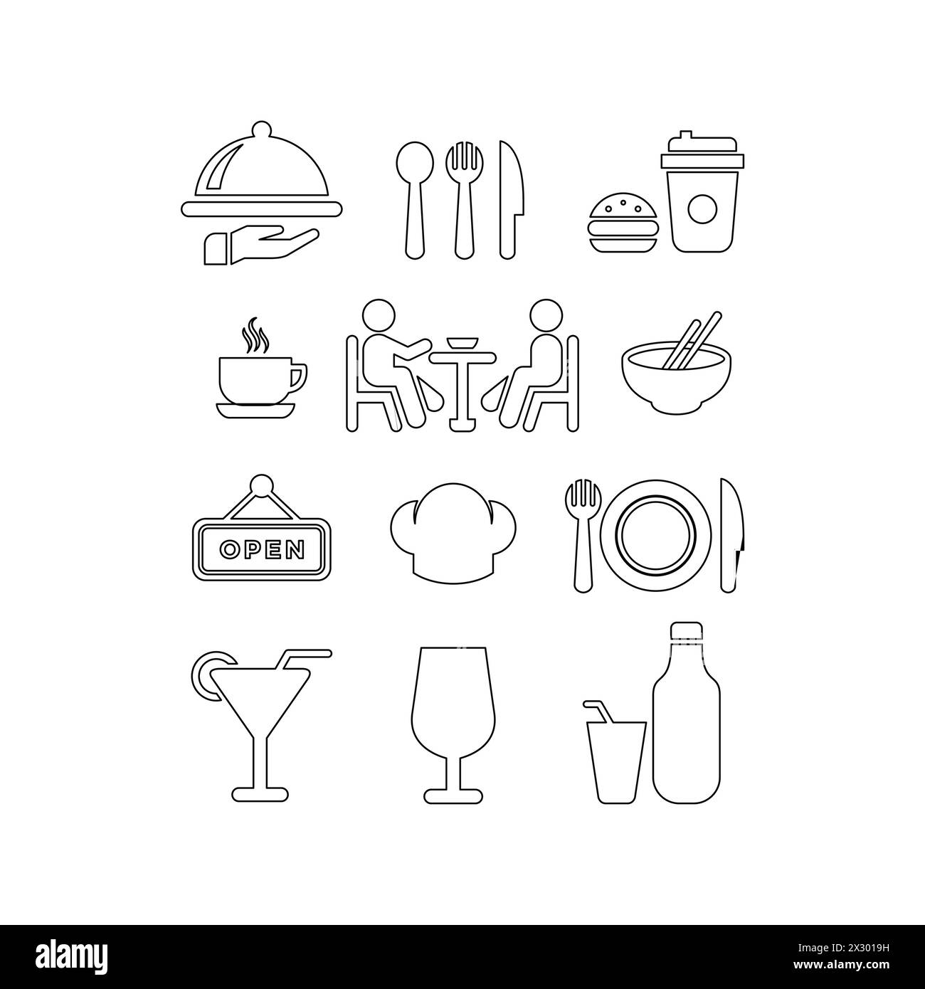 food and drink line icons set vector graphic illustration, suitable for ...