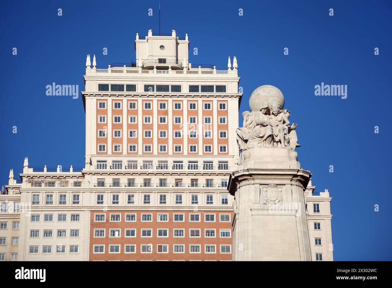 MADRID - MARCH 9: Top of monument to Cervantes, on March 9 2012 in ...