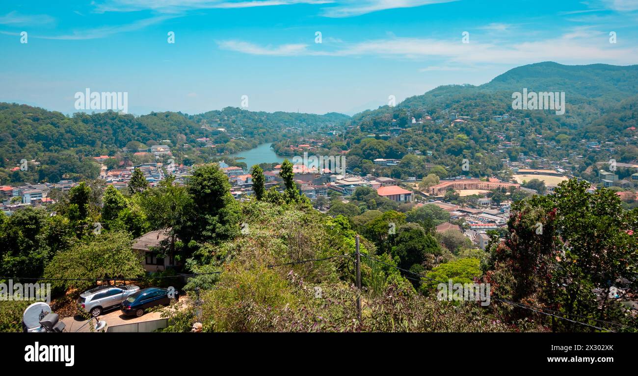 Aerial panorama view of Kandy, Sri Lanka from Arthur's Seat Viewpoint ...