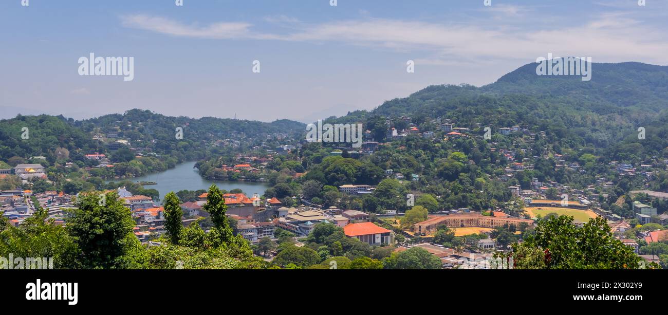 Aerial panorama view of Kandy, Sri Lanka from Arthur's Seat Viewpoint ...