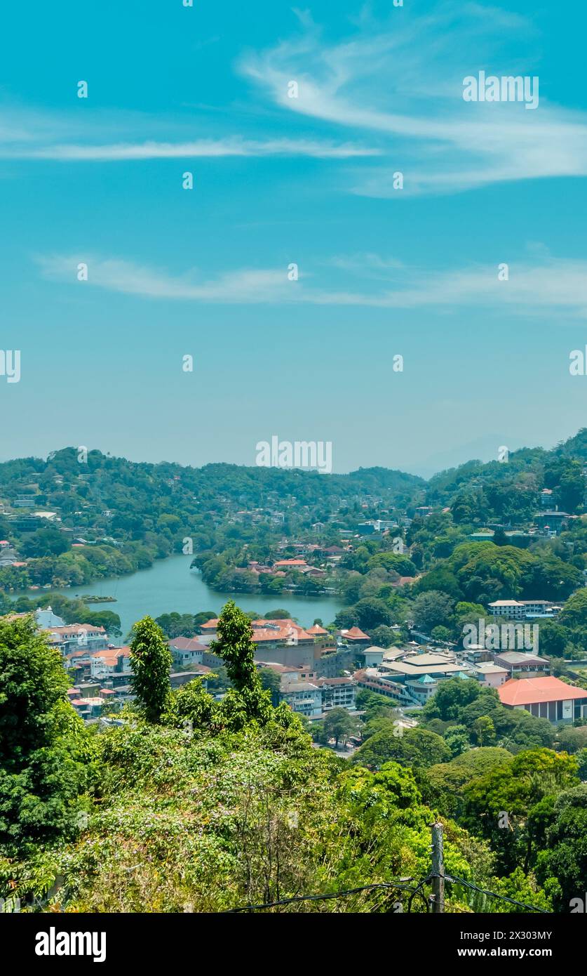 Aerial panorama view of Kandy, Sri Lanka from Arthur's Seat Viewpoint ...