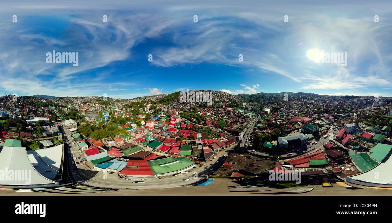 Residential area of Baguio City with colorful houses in a mountainous ...