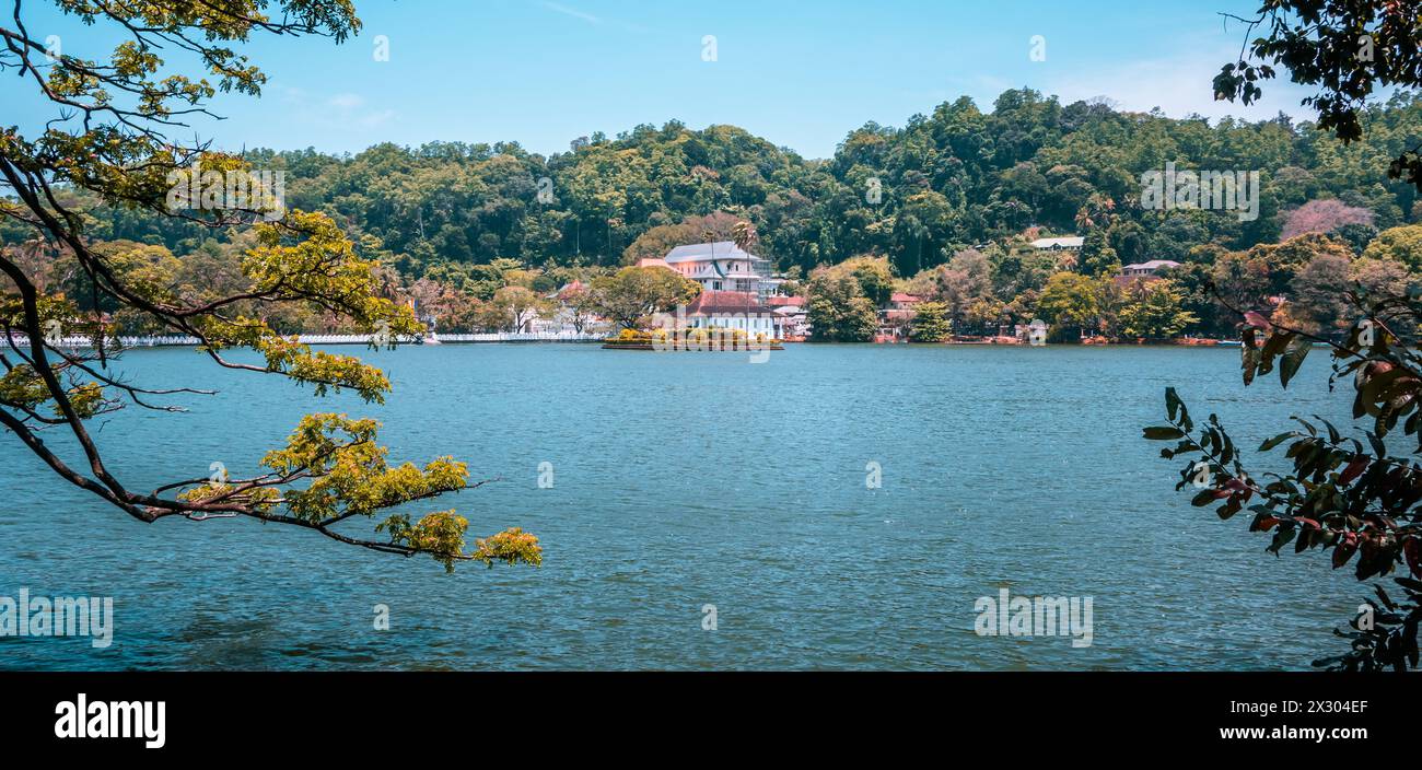 Panorama daylight view of Kandy Lake in central Kandy, Sri Lanka Stock ...