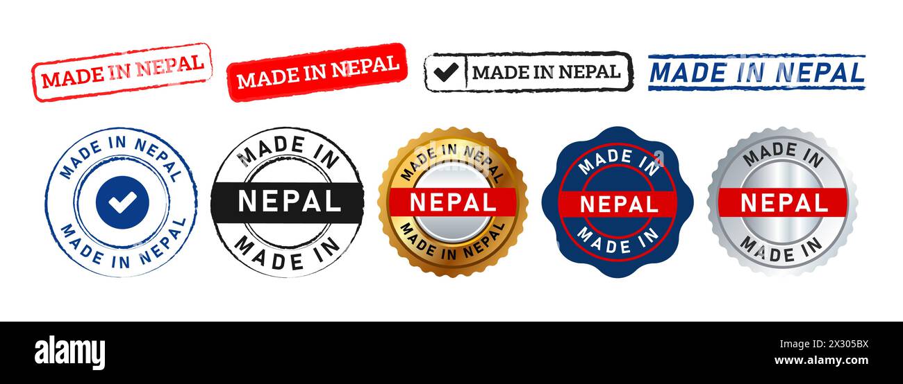 made in nepal rectangle and circle stamp seal badge label sticker sign ...