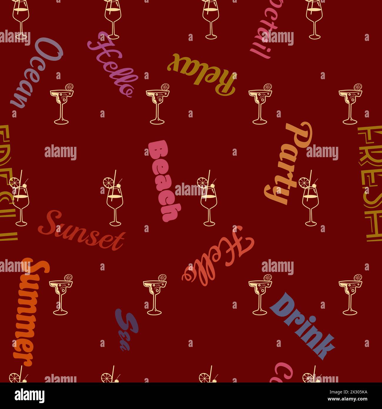 Cocktail beverages seamless pattern sketch background Stock Vector ...