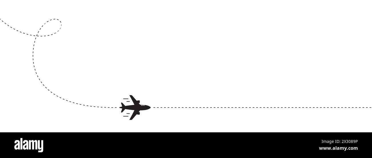Airplane line path background. Air plane icon with flight route. Travel ...