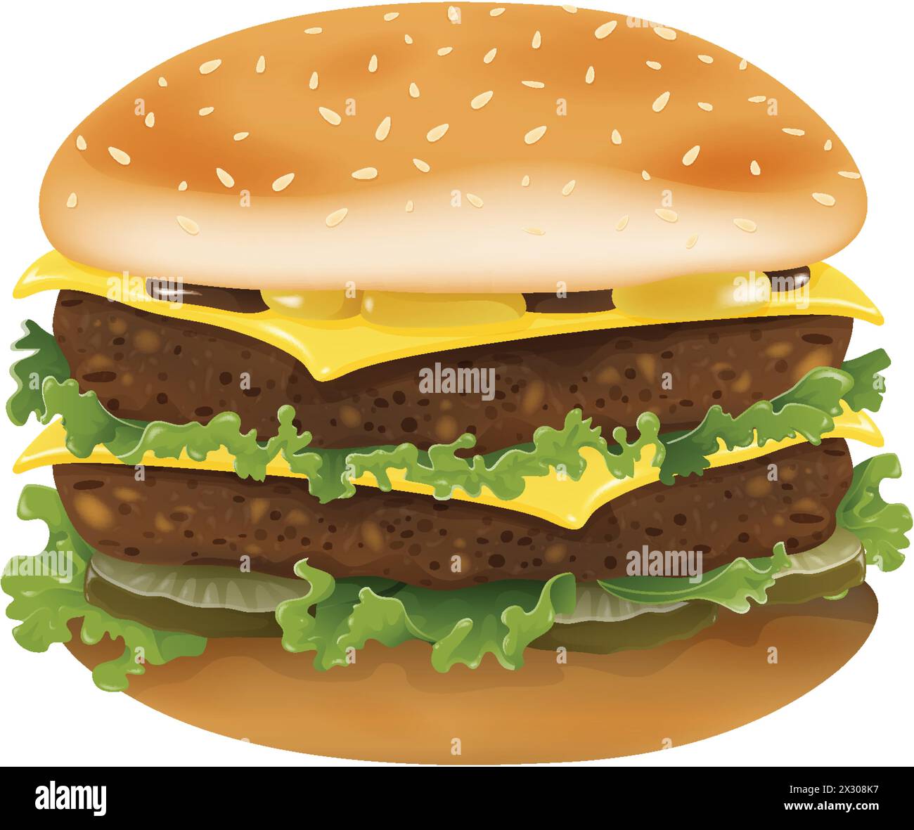 Vector graphic of a cheeseburger with lettuce and cheese Stock Vector ...