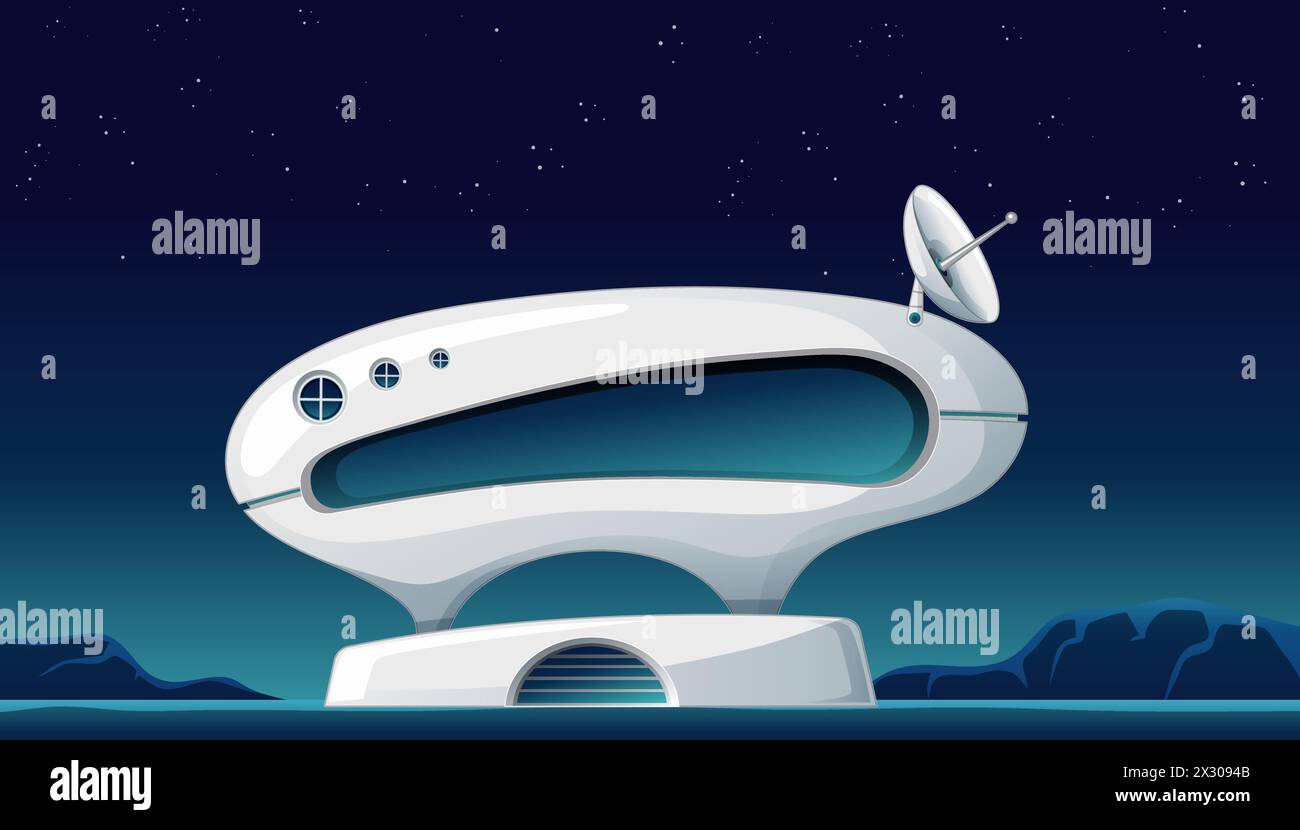 Modern design observatory with a star-filled night background Stock ...