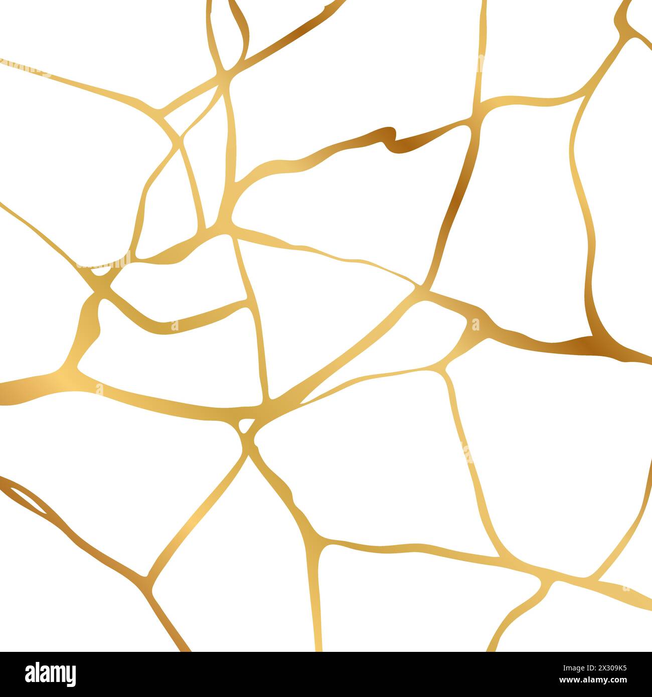 Gold kintsugi crack repair marble texture vector illustration isolated ...