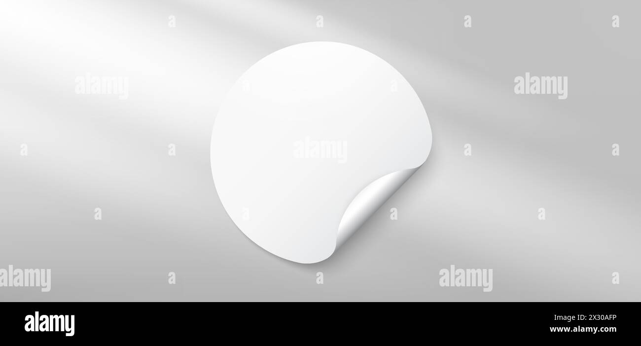 Empty round sticker background. White tag, paper round sticker with ...