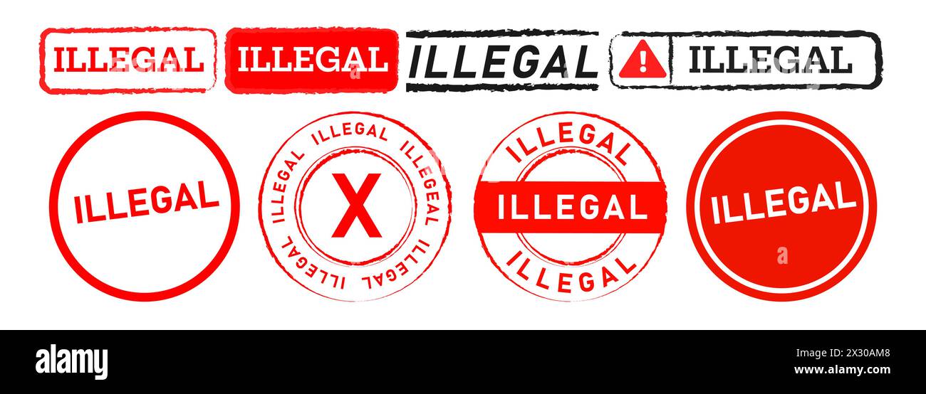 illegal rectangle and circle stamp labels ticker sign for forbidden ...