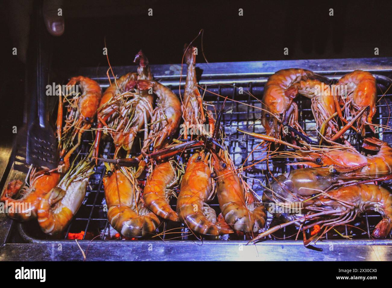 Grilled river shrimps, roasted prawn Stock Photo - Alamy