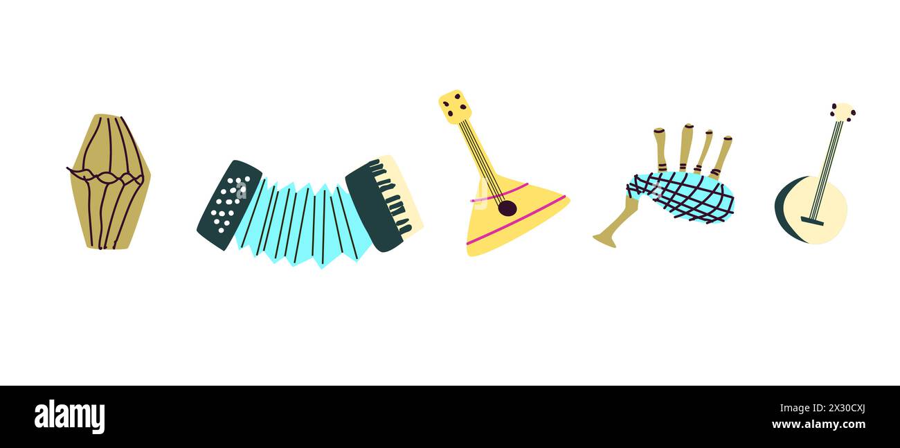 Vector set of musical instruments. Orchestra classical and ethnic ...