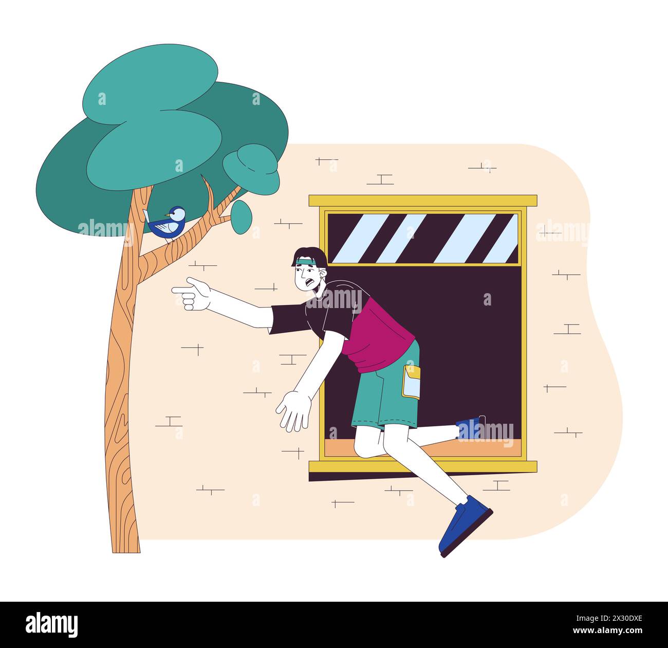 Man falling out window Cut Out Stock Images & Pictures - Alamy