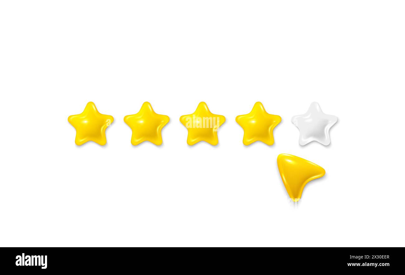 Five stars review with 3d mouse cursor. Customer rating feedback ...