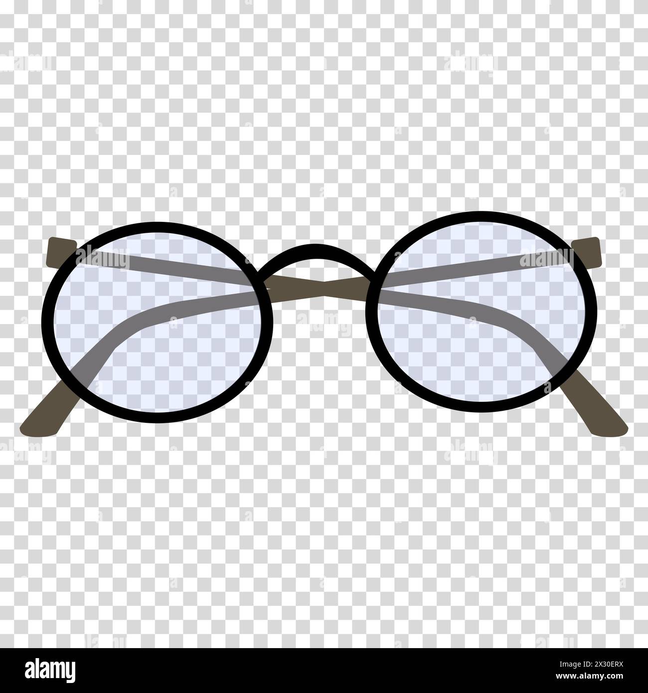 Glasses, clear lenses, black spectacle frames, flat design, simple ...