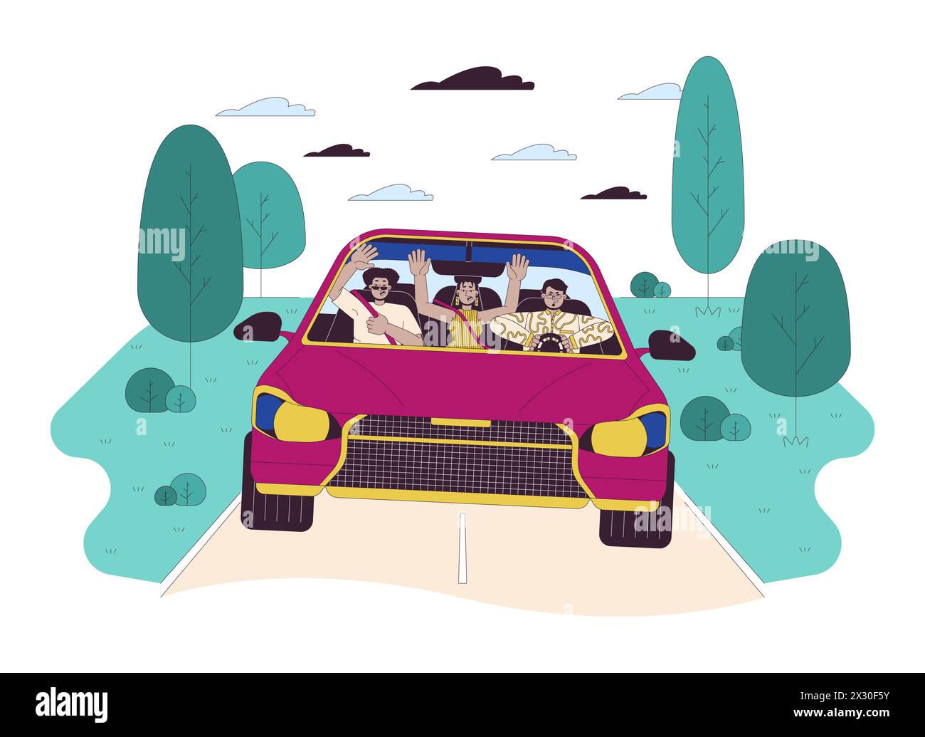 Reckless driving line cartoon flat illustration Stock Vector Image ...