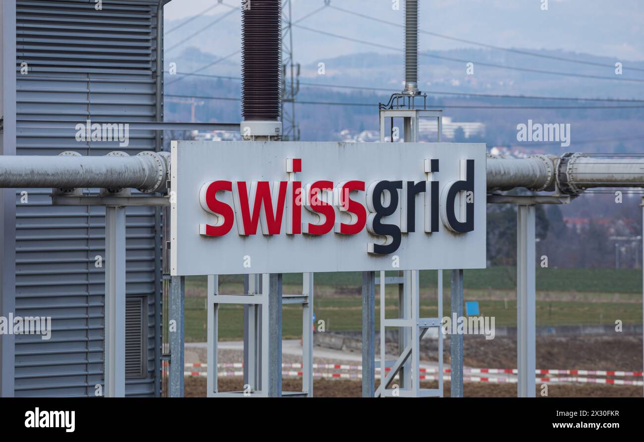 Das Logo der Schweizer Übertragungsnetzbetreiberin Swissgrid beim ...