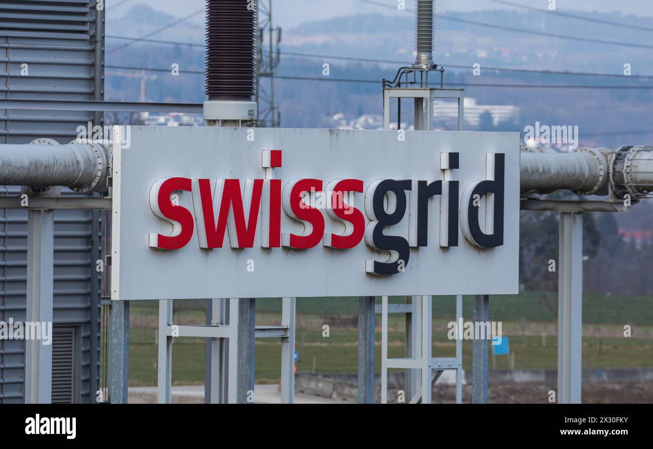 Das Logo der Schweizer Übertragungsnetzbetreiberin Swissgrid beim ...
