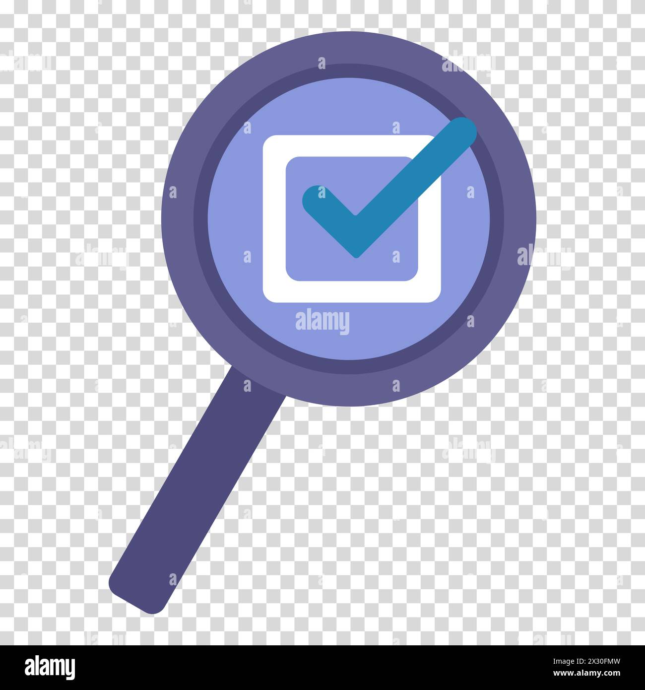 Magnifying glass, check mark, square, verification, compliance with ...