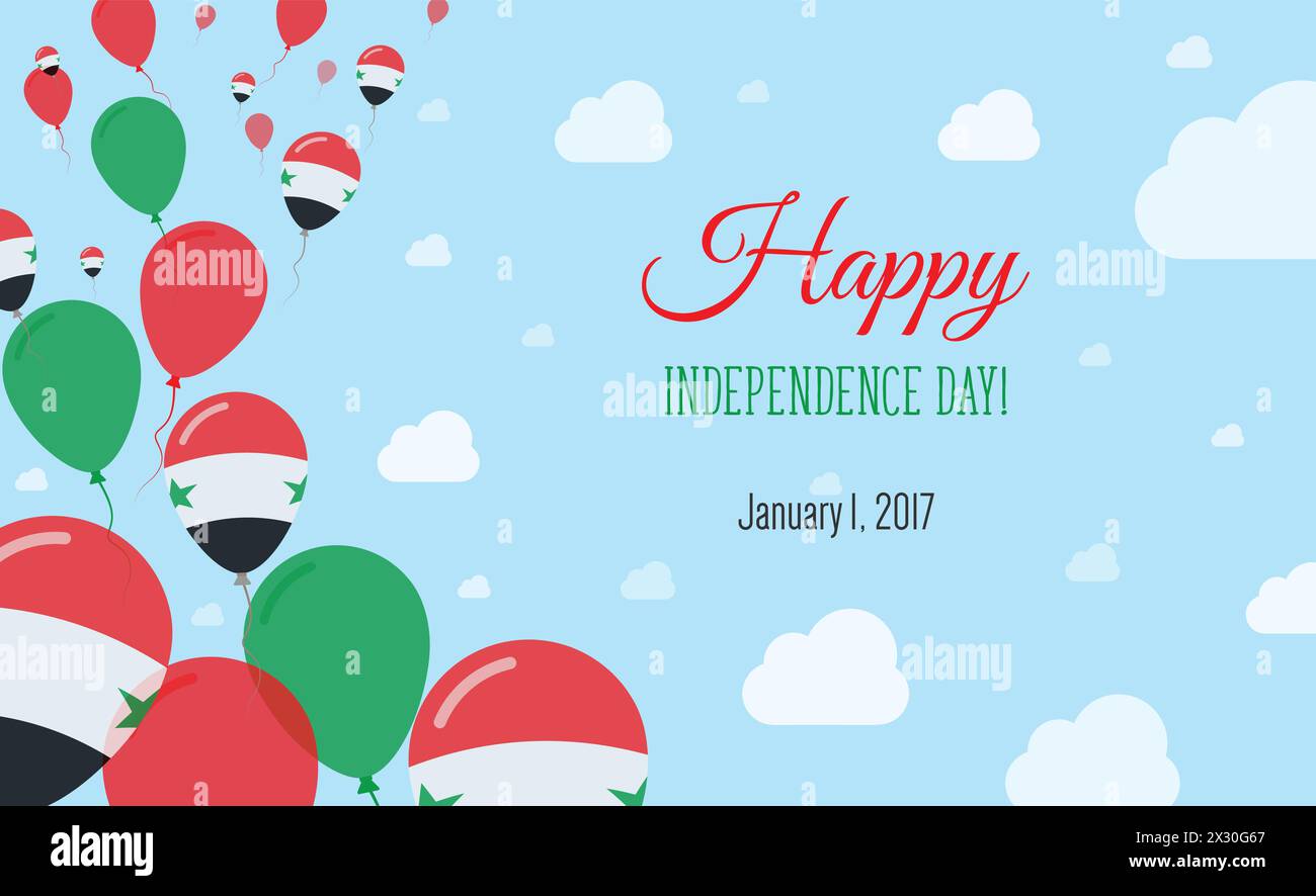 Syrian Arab Republic Independence Day Sparkling Patriotic Poster. Row ...