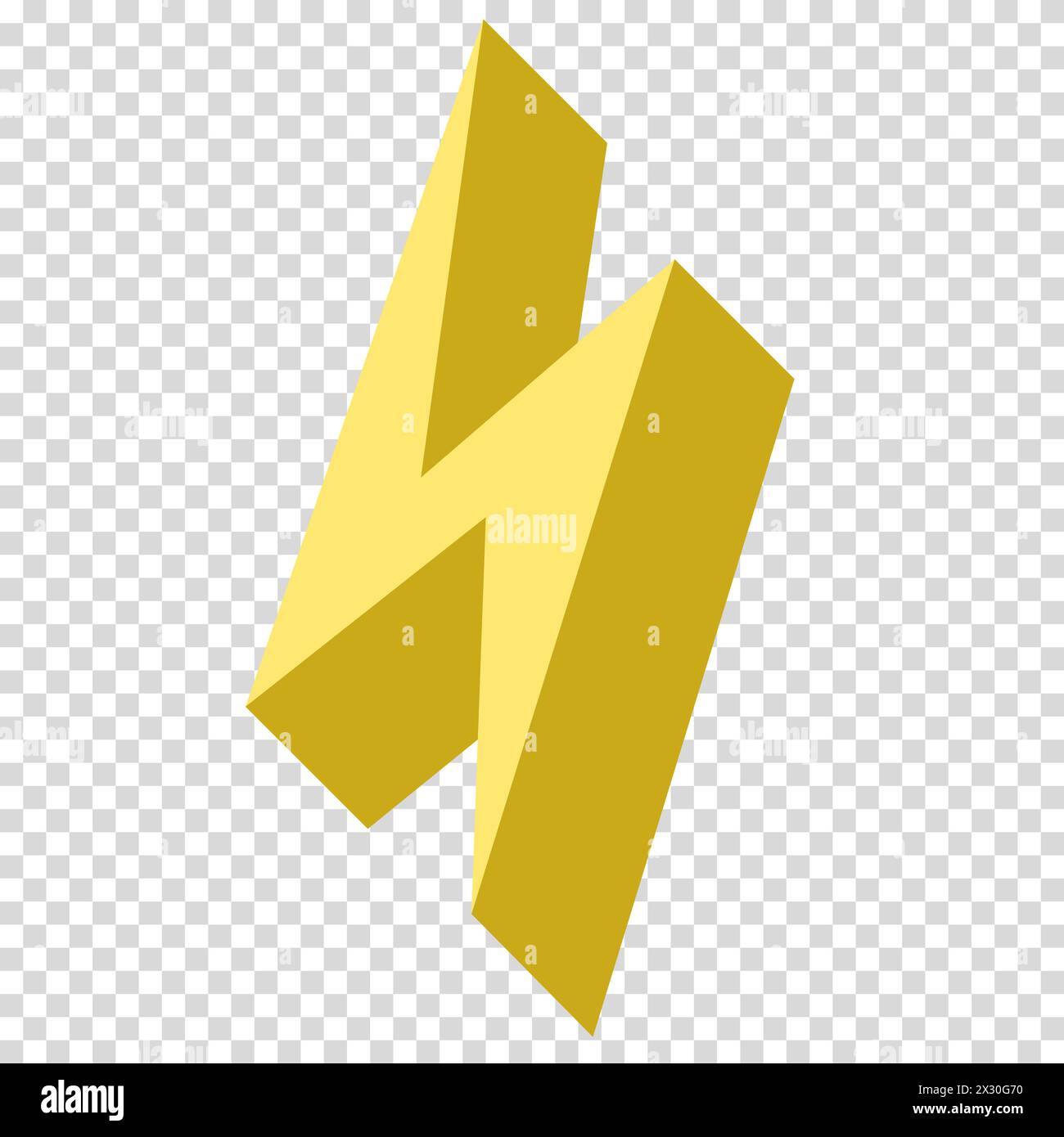 Yellow lightning, simple geometric shapes, illusion of 3D, electricity ...