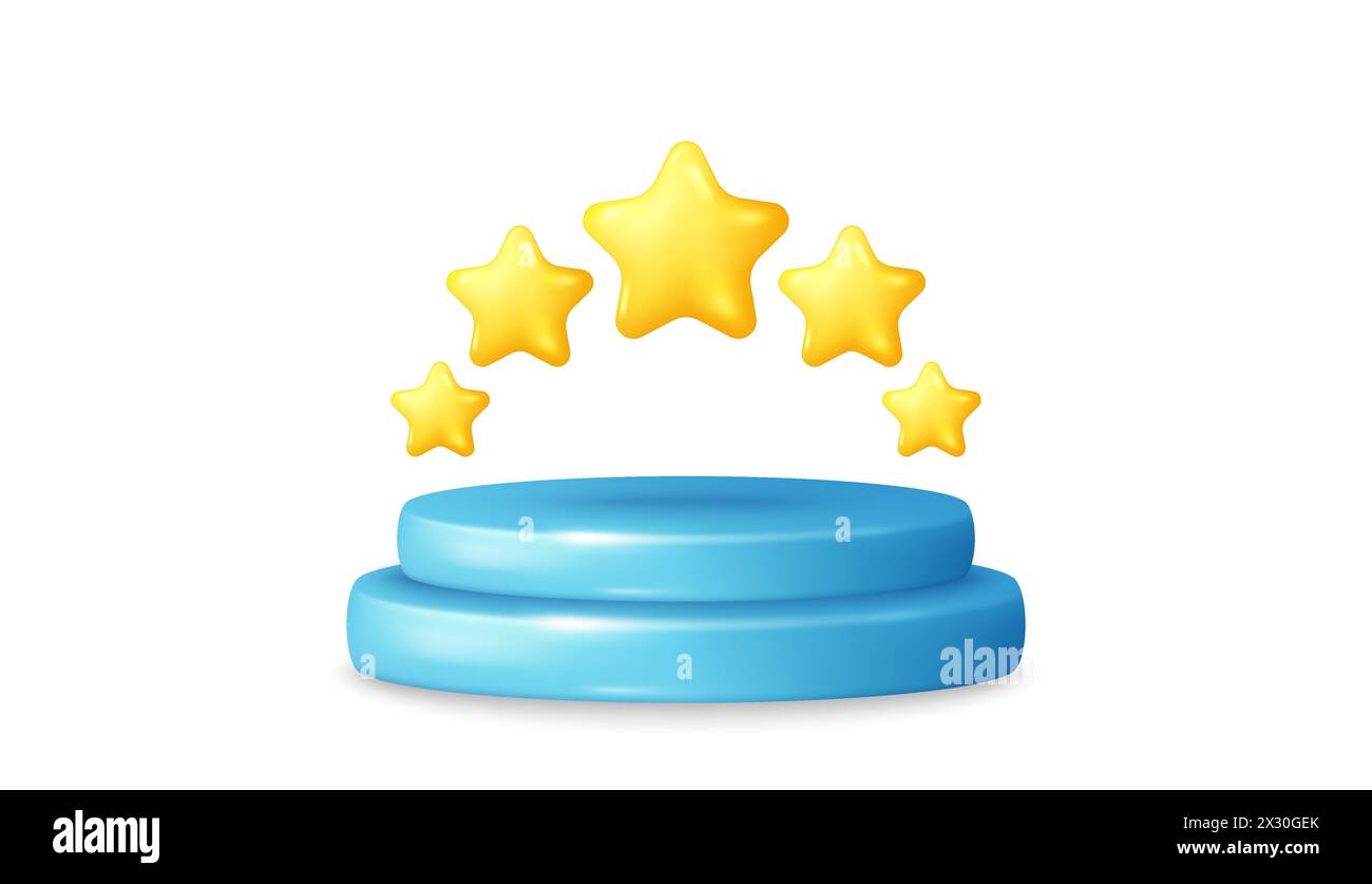 Podium scene with product platform and customer review stars. Product ...