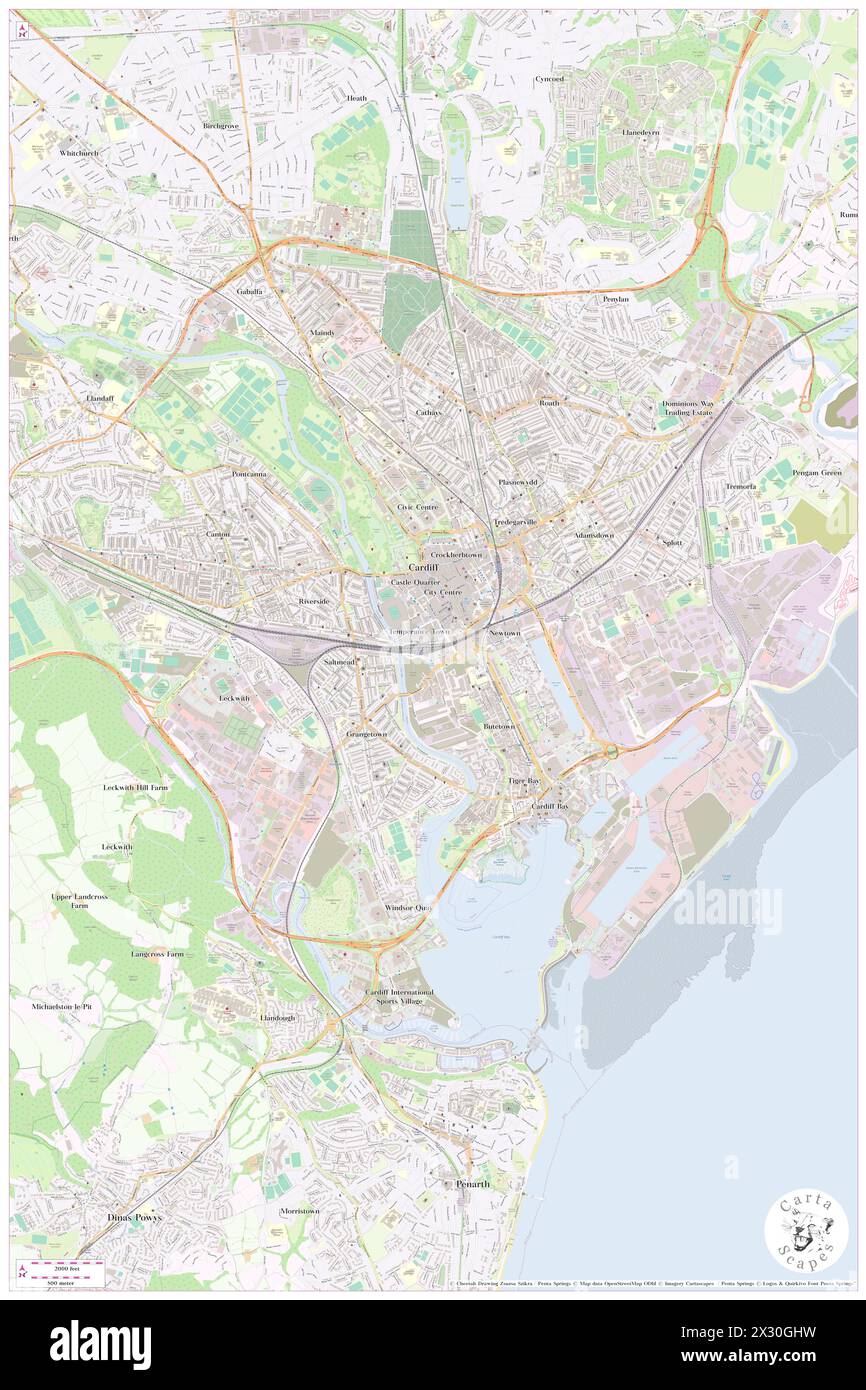 Cardiff central map Cut Out Stock Images & Pictures - Alamy