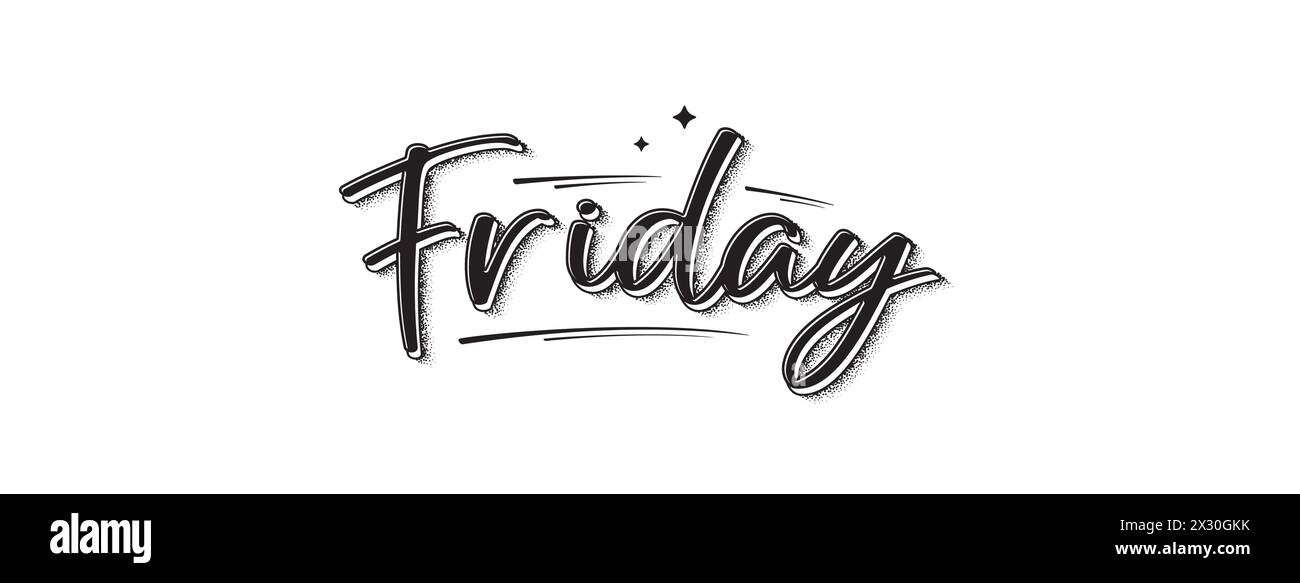 Friday lettering. Modern banner with week day text. Sticker for planner ...