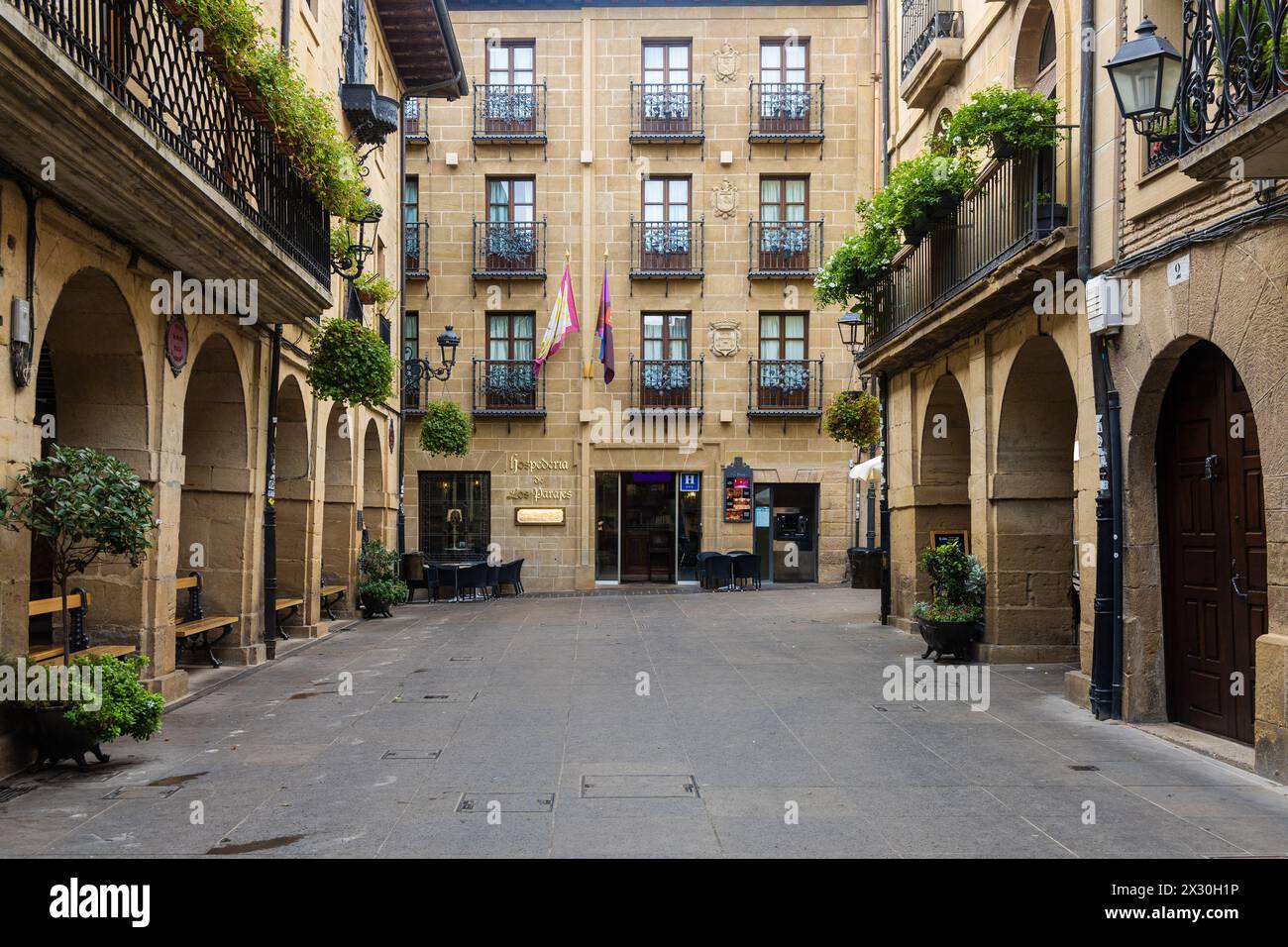 A small medieval rectangular square surrounded by arcades, the Plaza ...