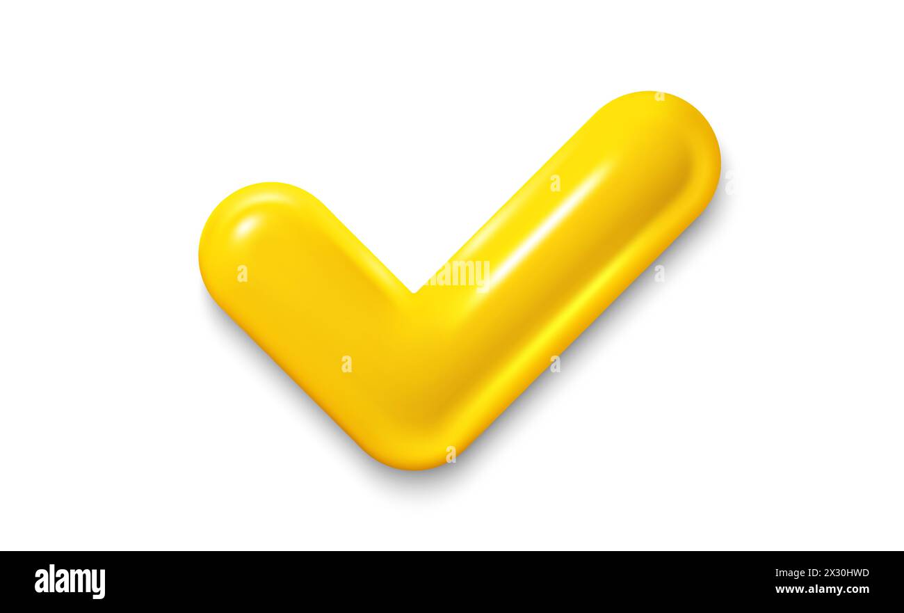 Yes or correct sign 3d illustration. Realistic checkmark icon ...