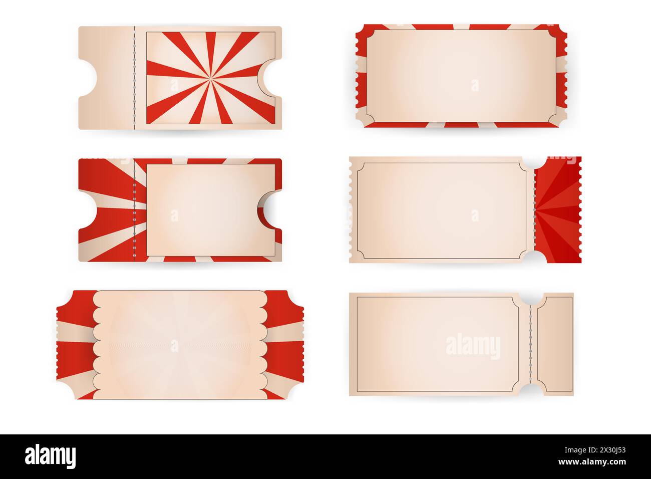 set realistic ticket,voucher coupon retro circus carnival, fair style ...