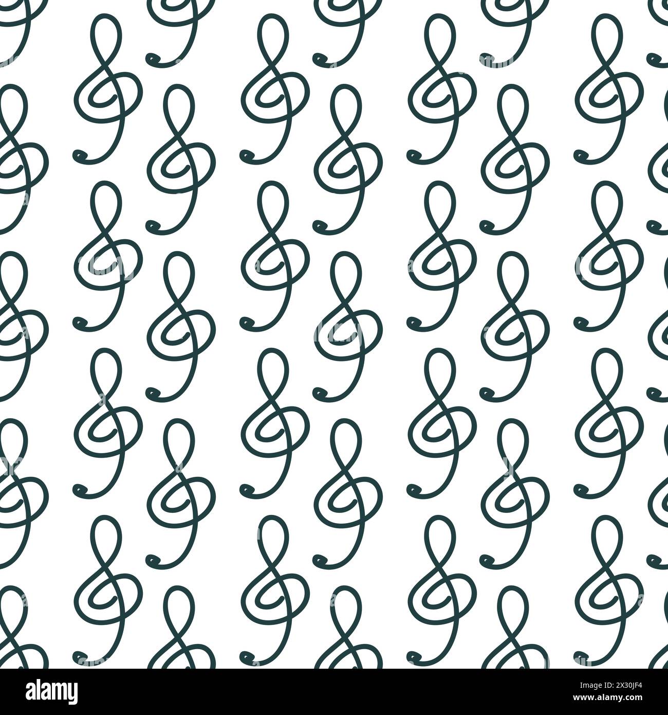 Hand drawn music symbol key or notes seamless pattern. Vector ...