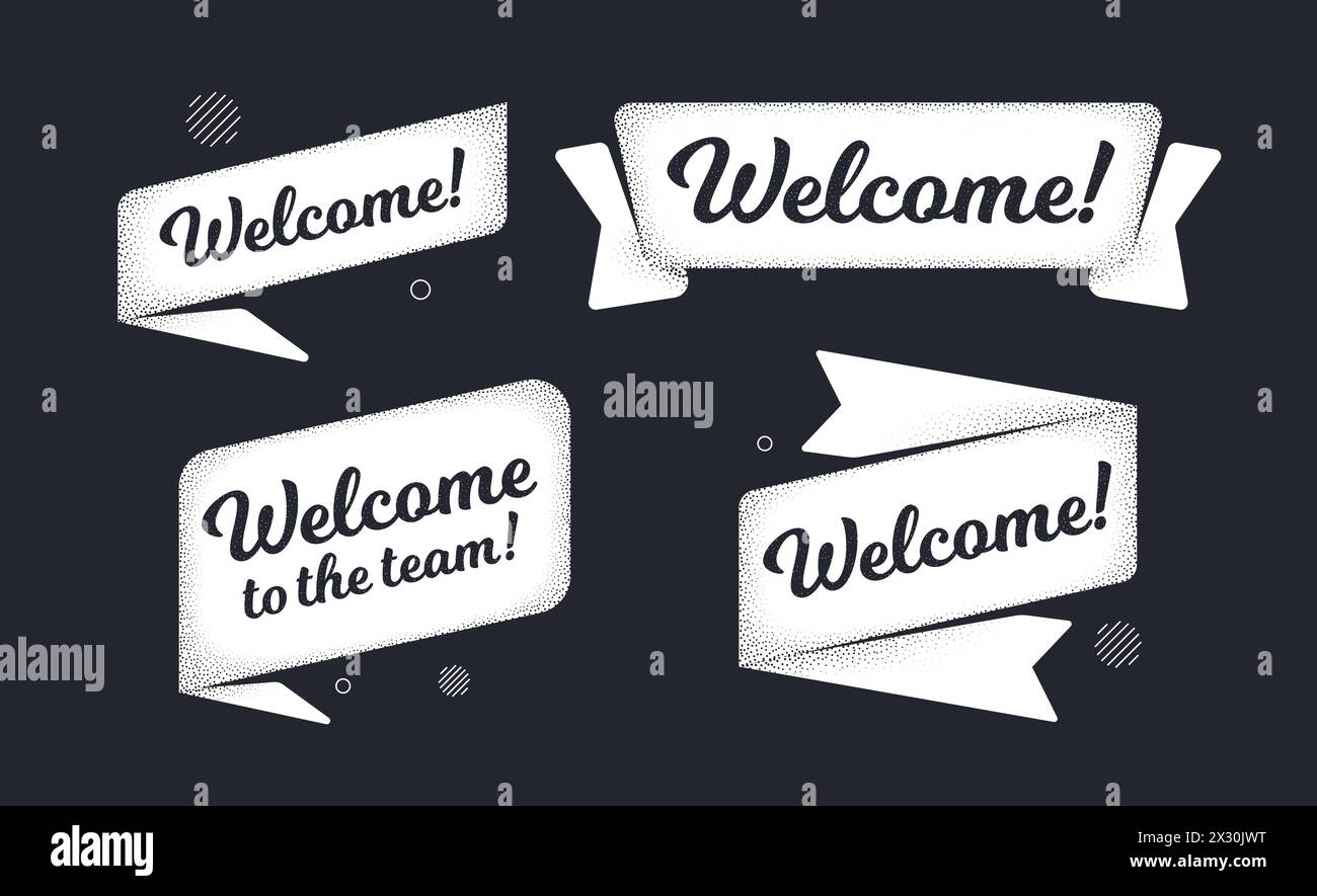 Welcome vintage banner ribbon. Old school flag ribbon banner with text ...