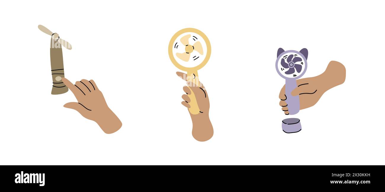 hand drawn simple portable fan - electric appliance. Vector ...