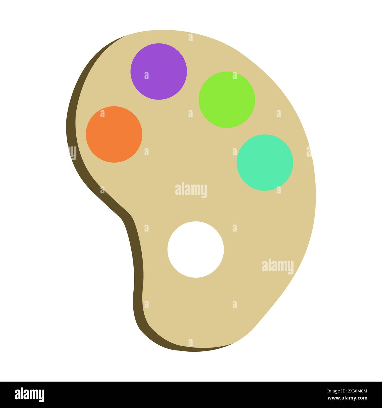 Brushes, pallet, various colors, simple geometric shapes, color palette ...