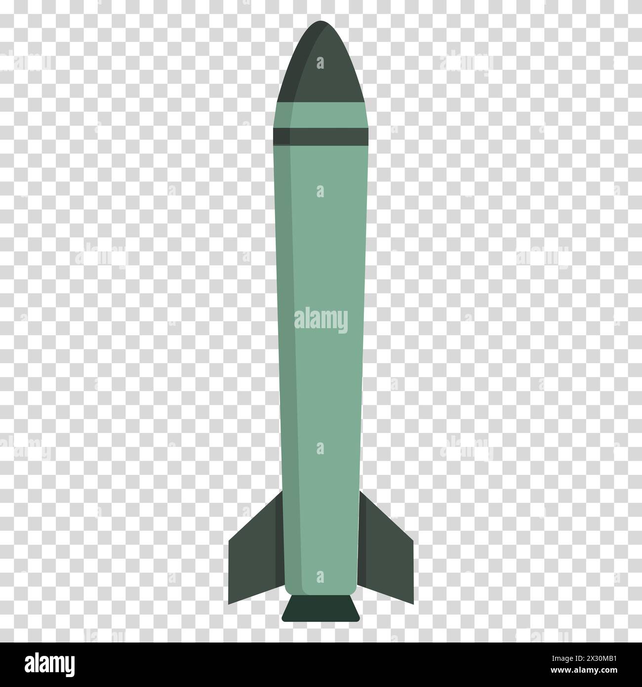 Gray missile, warhead, intercontinental combat missile, military design, flat design, simple ...