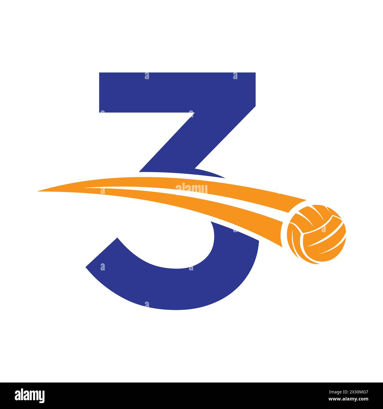 Volleyball Logo On Letter 3 Concept With Moving Volleyball Symbol ...