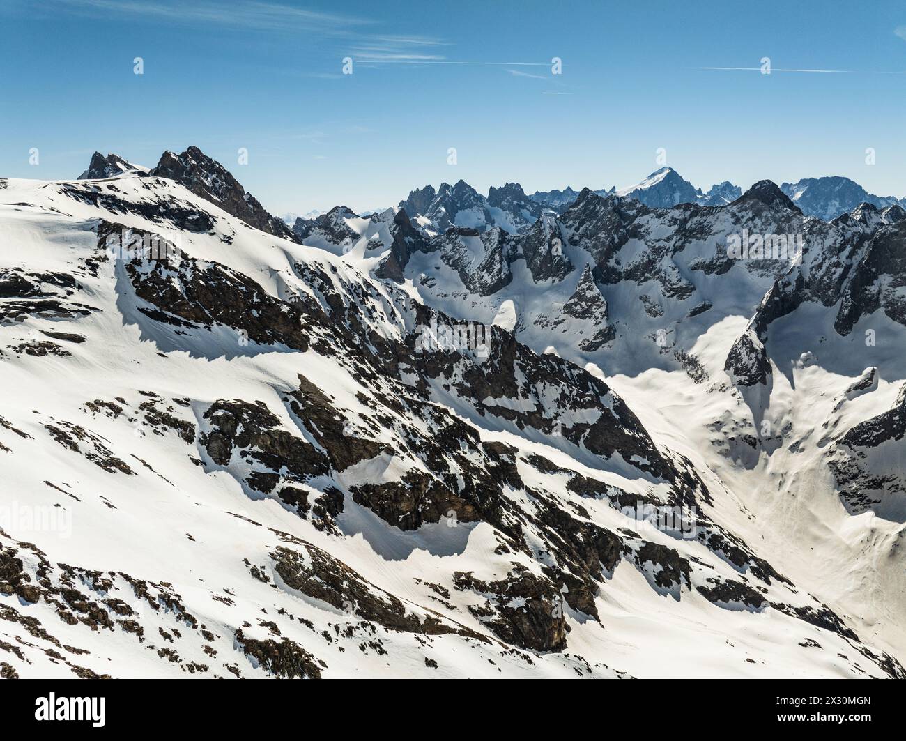 Winter mountains beautiful alpine panoramic. Aerial drone view of ...