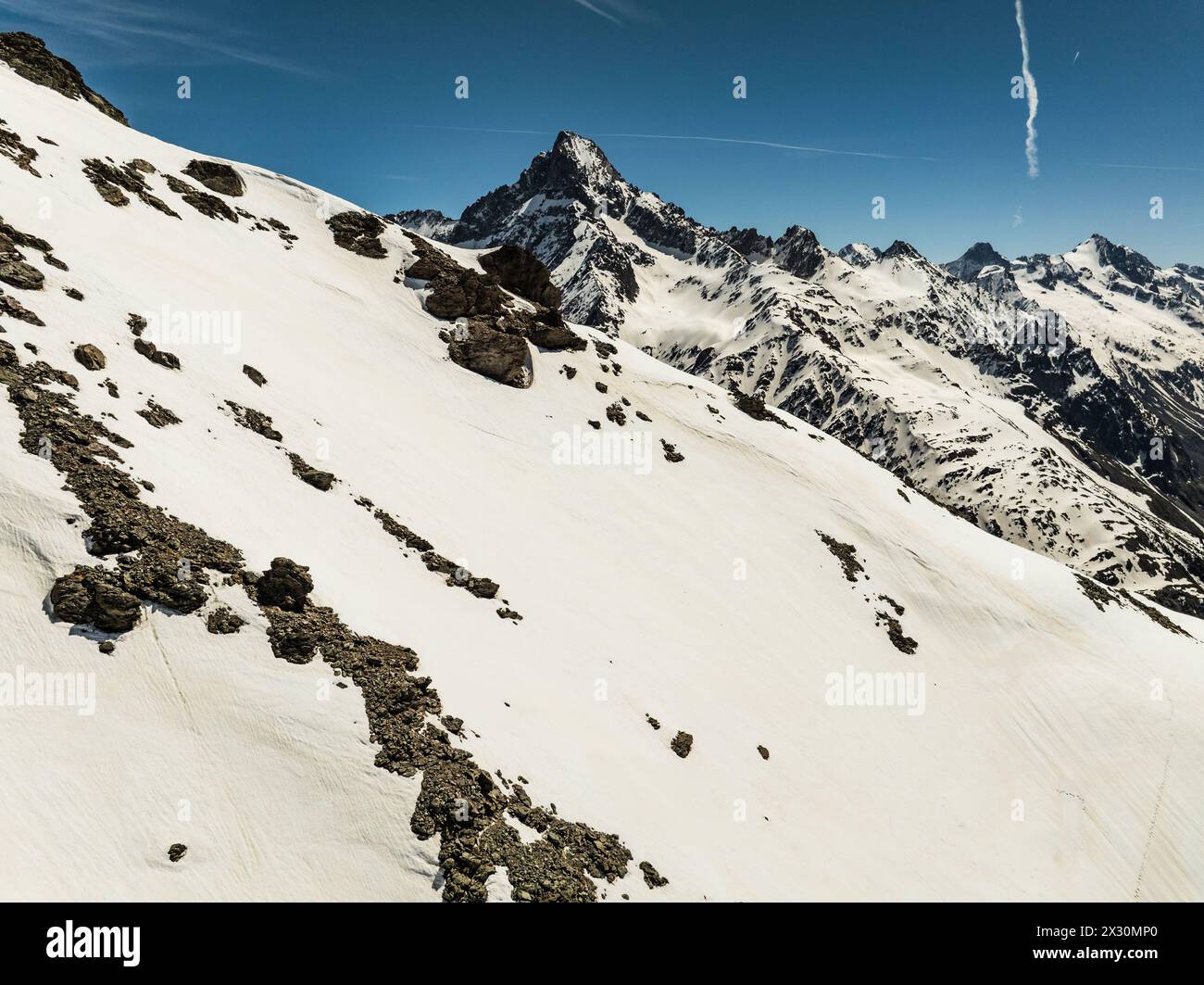 Winter mountains beautiful alpine panoramic. Aerial drone view of ...