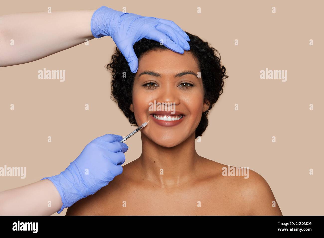 Woman Receiving Cosmetic Injection in a Clinical Setting During Daytime ...