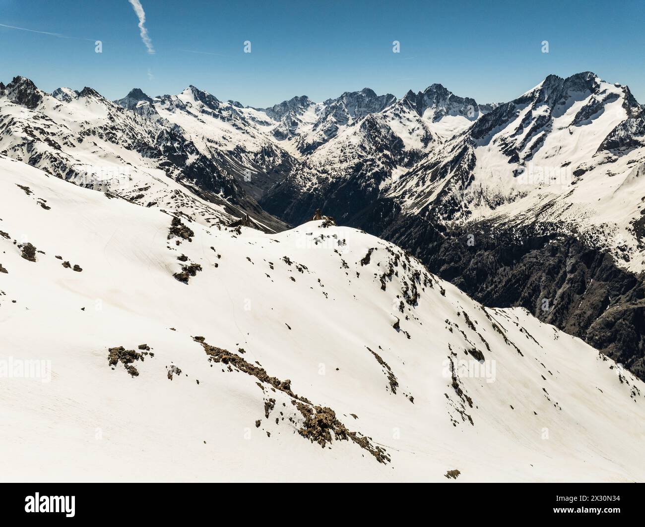 Winter mountains beautiful alpine panoramic. Aerial drone view of ...