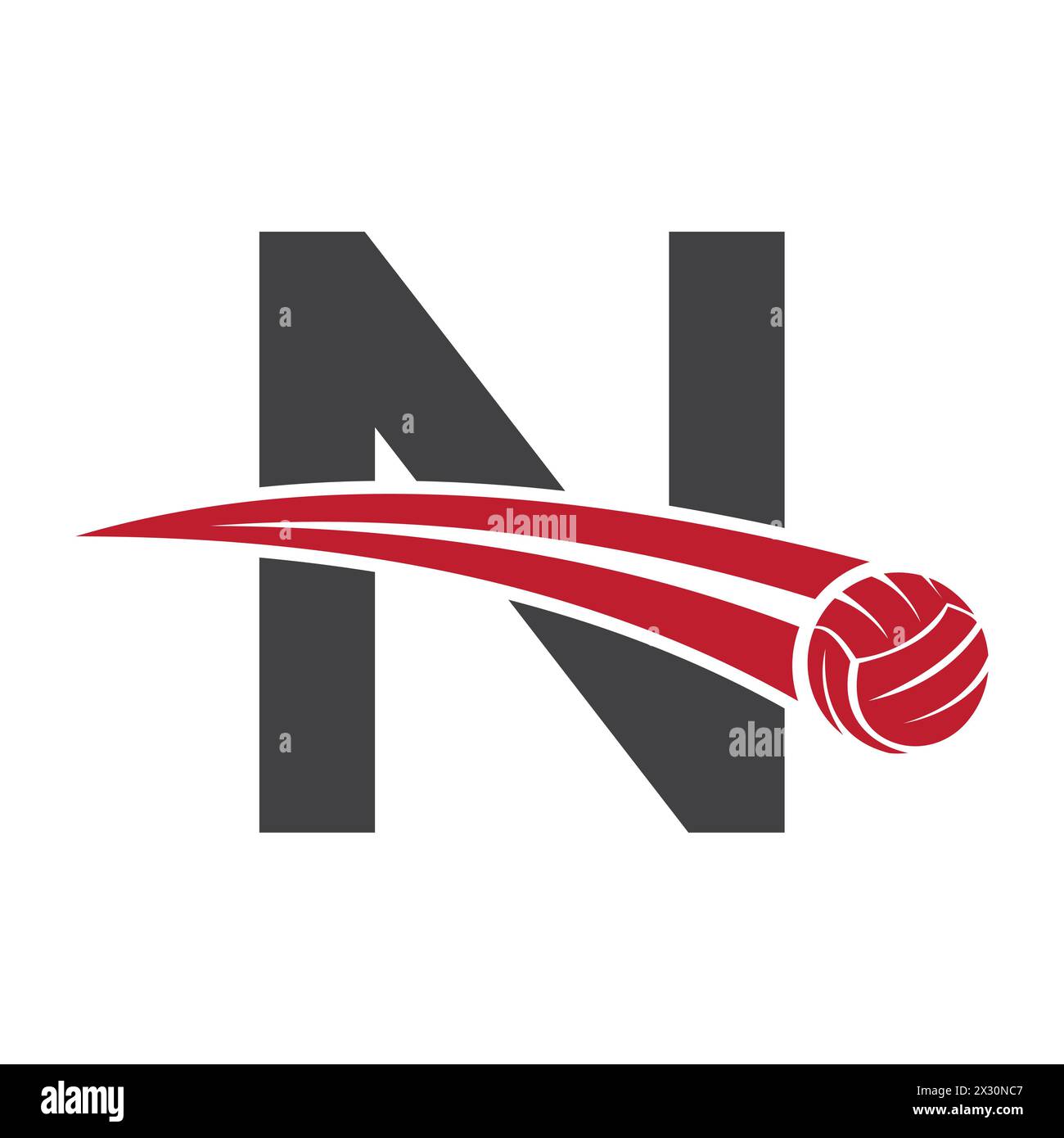 Volleyball Logo On Letter N Concept With Moving Volleyball Symbol ...