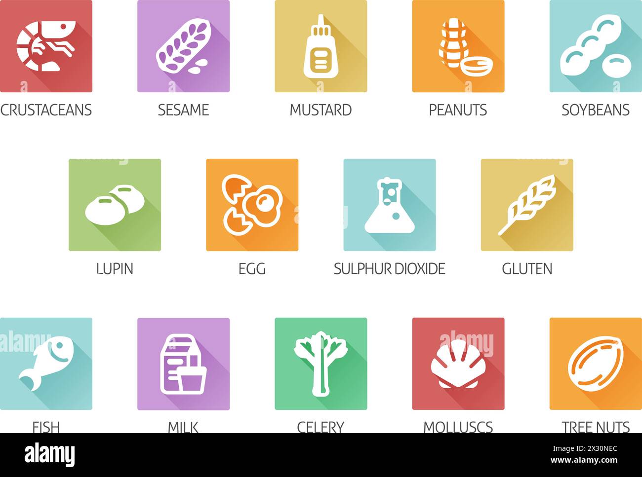 Allergen Food Major Allergy Icons Stock Vector Image & Art - Alamy