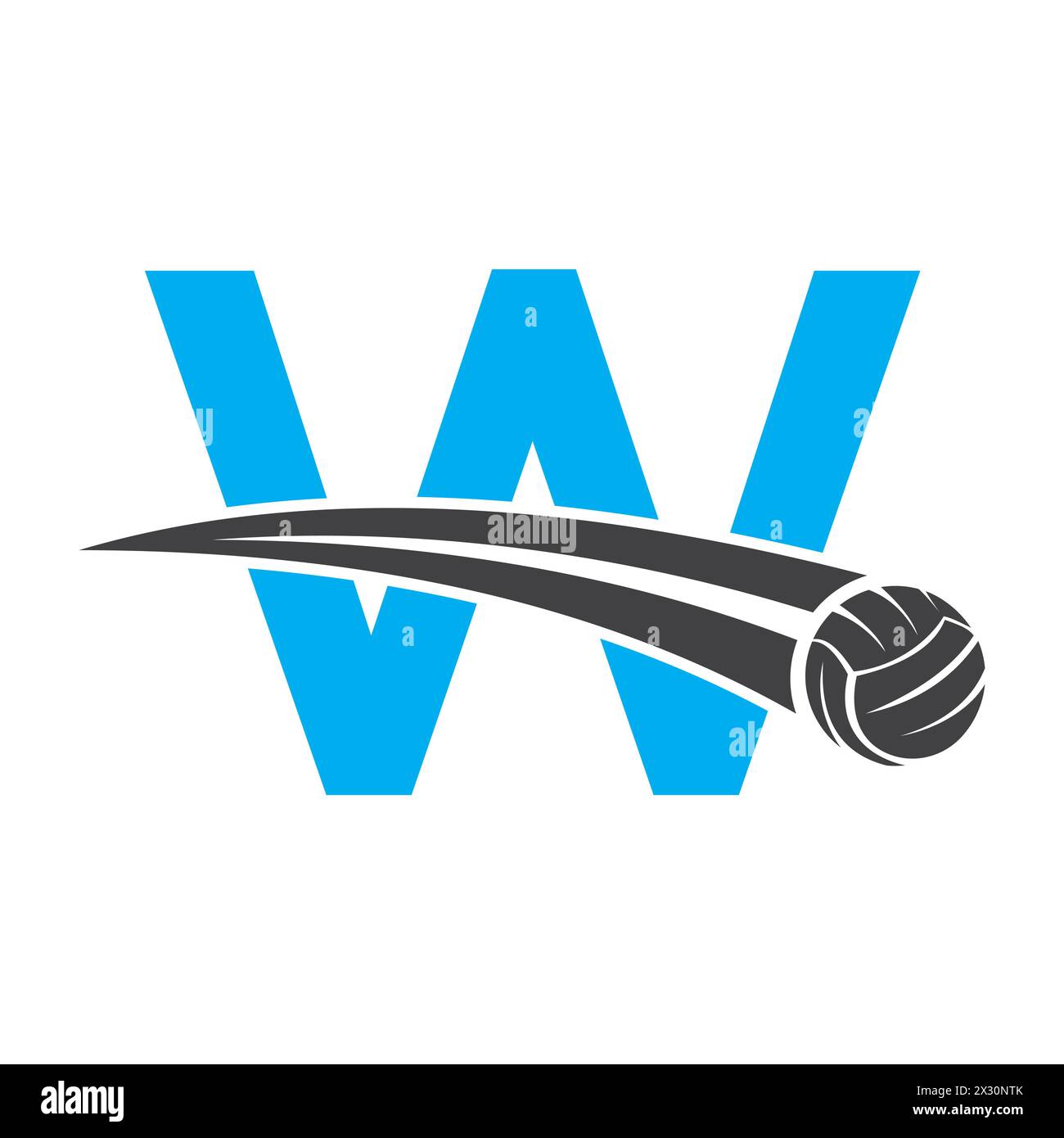 Volleyball Logo On Letter W Concept With Moving Volleyball Symbol ...
