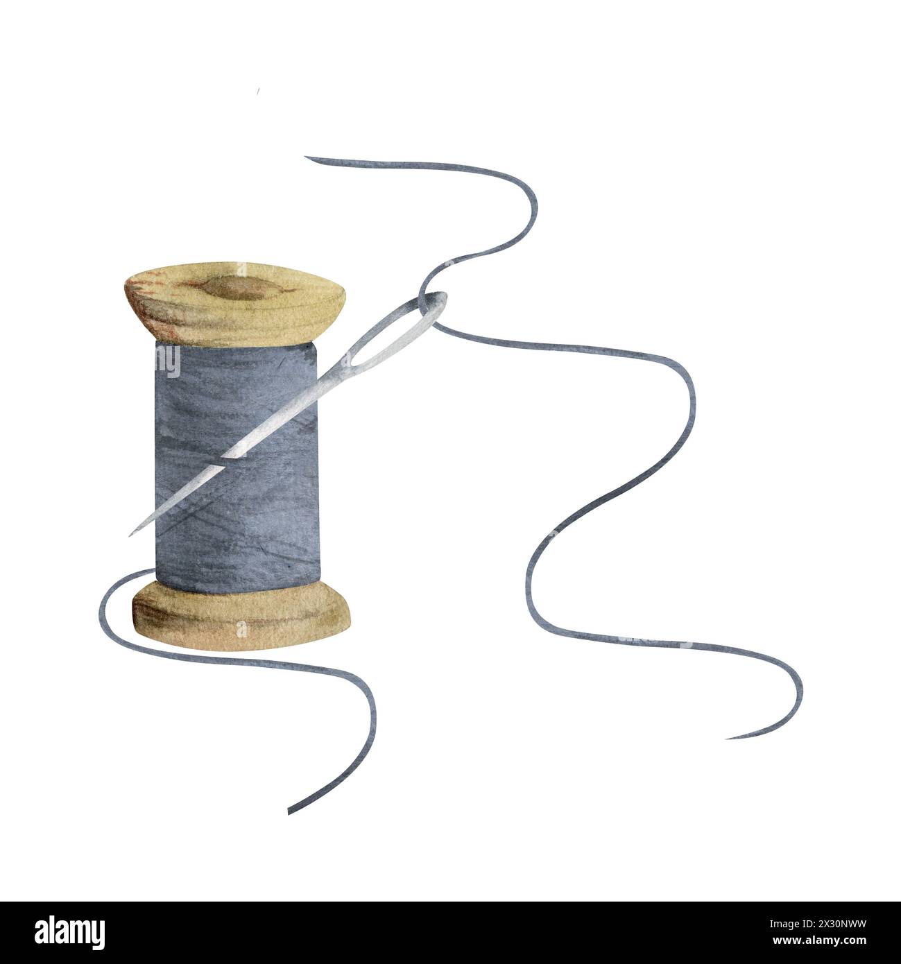 Hand drawn watercolor illustration sewing craft embroidery supplies ...